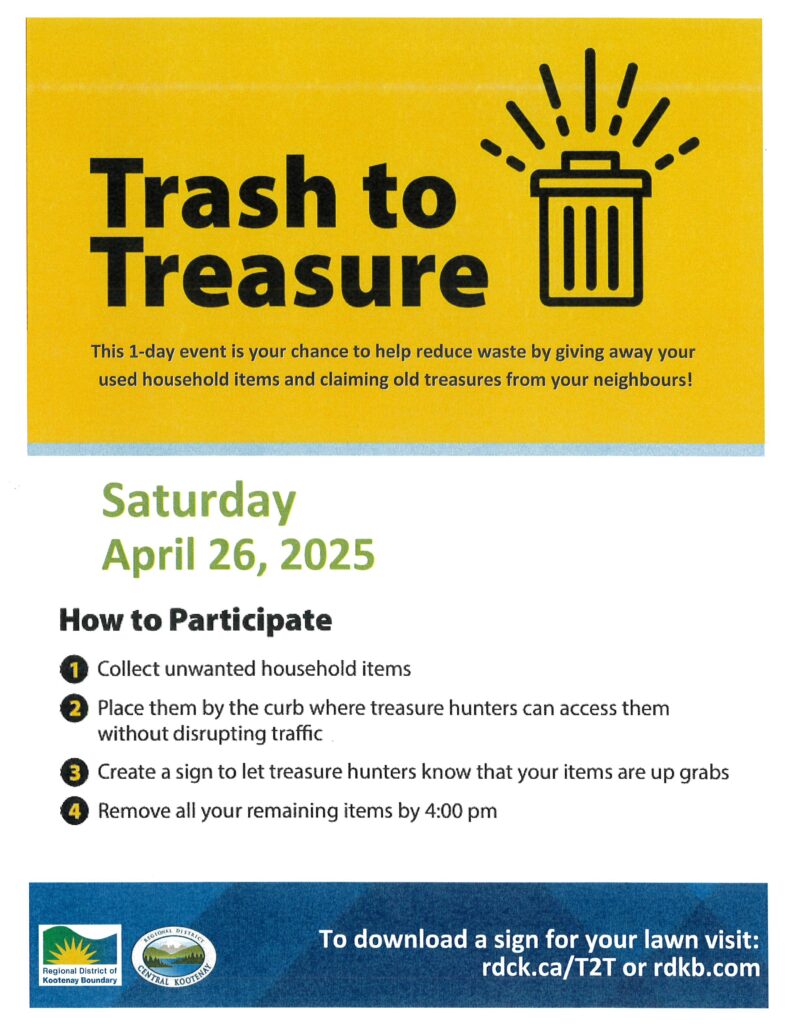 Trash to Treasure Day April 26, 2025 - Village of Salmo